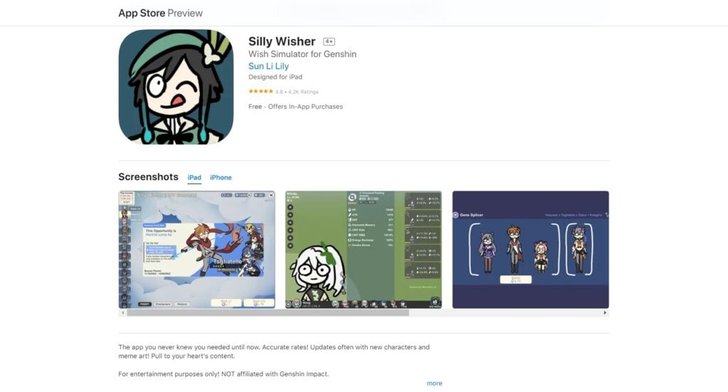 Silly Wisher เกมล้อเลียนกาชา Genshin Impact ที่แฟน ๆ ต้องลอง