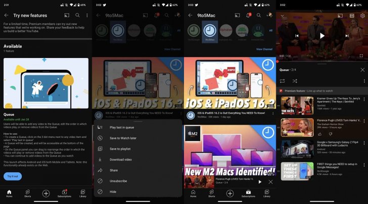 YouTube เริ่มทดสอบฟีเจอร์ เข้าคิววิดีโอ สำหรับผู้ใช้ YouTube Premium บนมือถือ Android และ iOS
